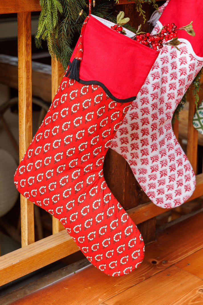 Crimson Scalloped Christmas Stocking – The Six Bells